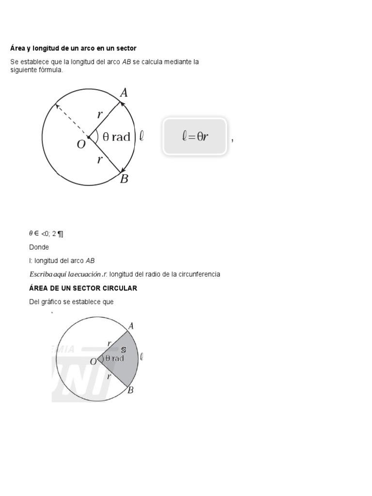 Tema 3 Area de Un Sector Circular y Longitud de Arco | PDF | Curva | Pi