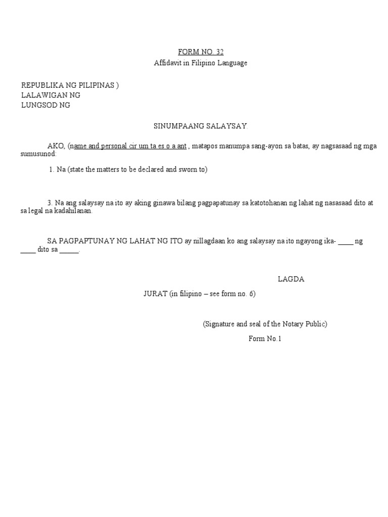 Affidavit in Filipino Language | PDF