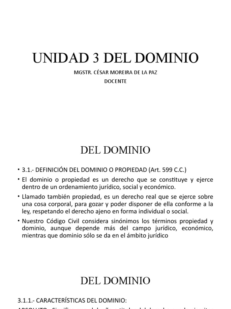 Características del Dominio y Usufructo | PDF | Propiedad | Ley de ...