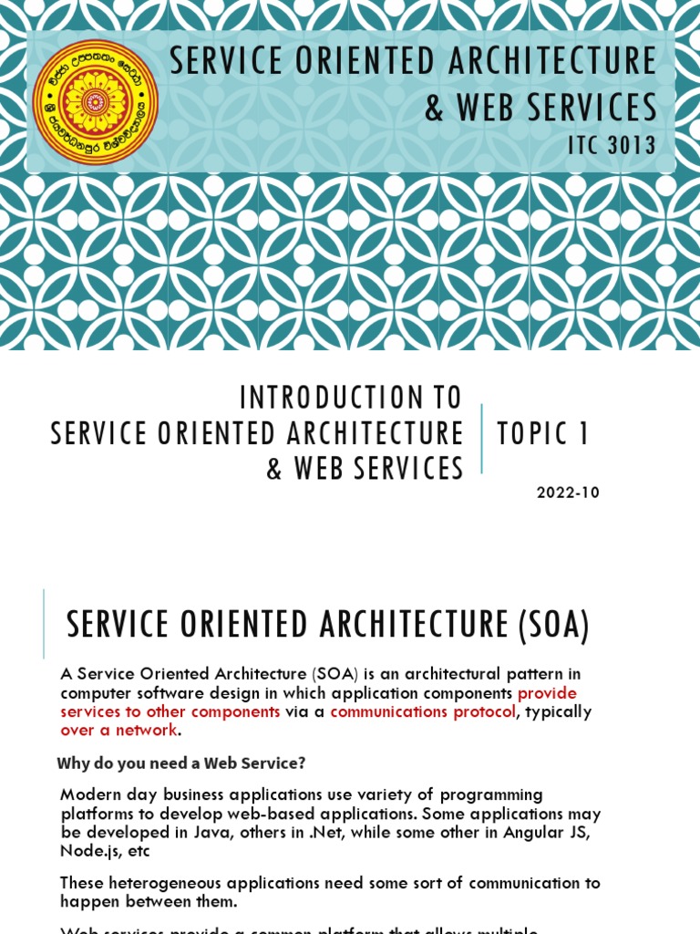 SOA - WS-Topic 1 | PDF | Web Service | World Wide Web