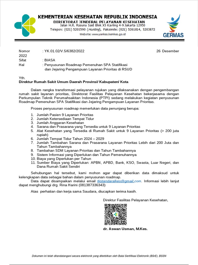 Surat Permohonan Data RSUD Prov-Kab-Kota 26122022 | PDF