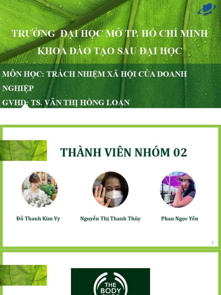 CSR - Present - Body Shop Case - Vy Thuy Yen | PDF