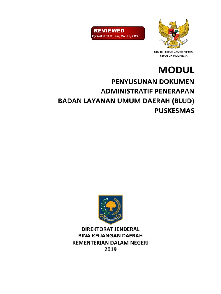Modul Penyusunan Dok BLUD - Kemendagri-2019 | PDF