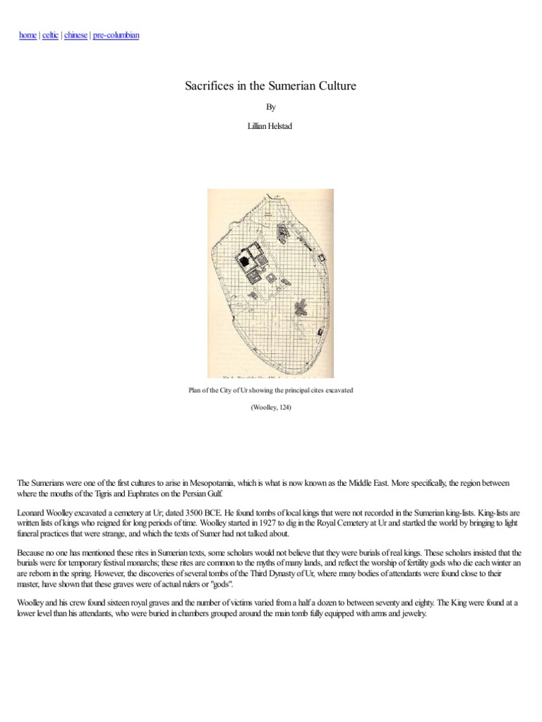 Sacrifices in The Sumerian Culture: Home Celtic Chinese Pre-Columbian ...