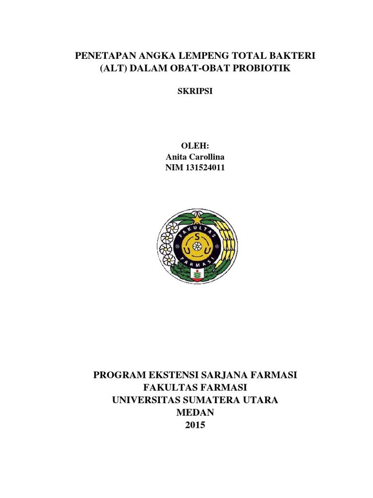 Penetapan Angka Lempeng Total Bakteri (Alt) Dalam Obat-Obat Probiotik | PDF