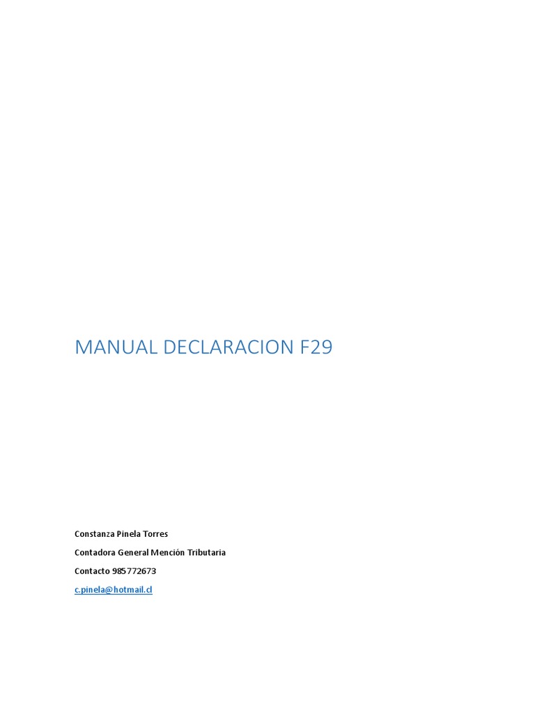 Manual de Declaracion f29 | PDF | Impuestos | Impuesto al valor agregado