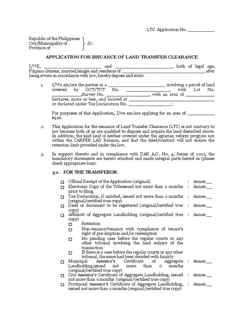 LTC Form No. 1-Application For Issuance of LTC | PDF | Civil Law ...