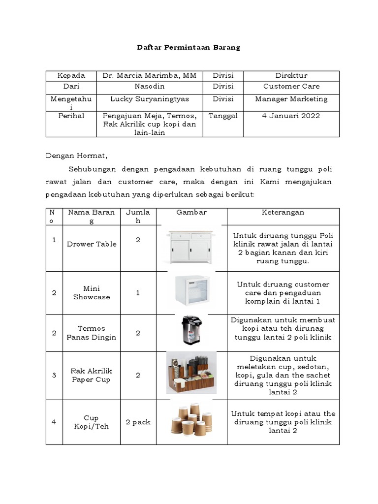 Form Permintaan Barang | PDF