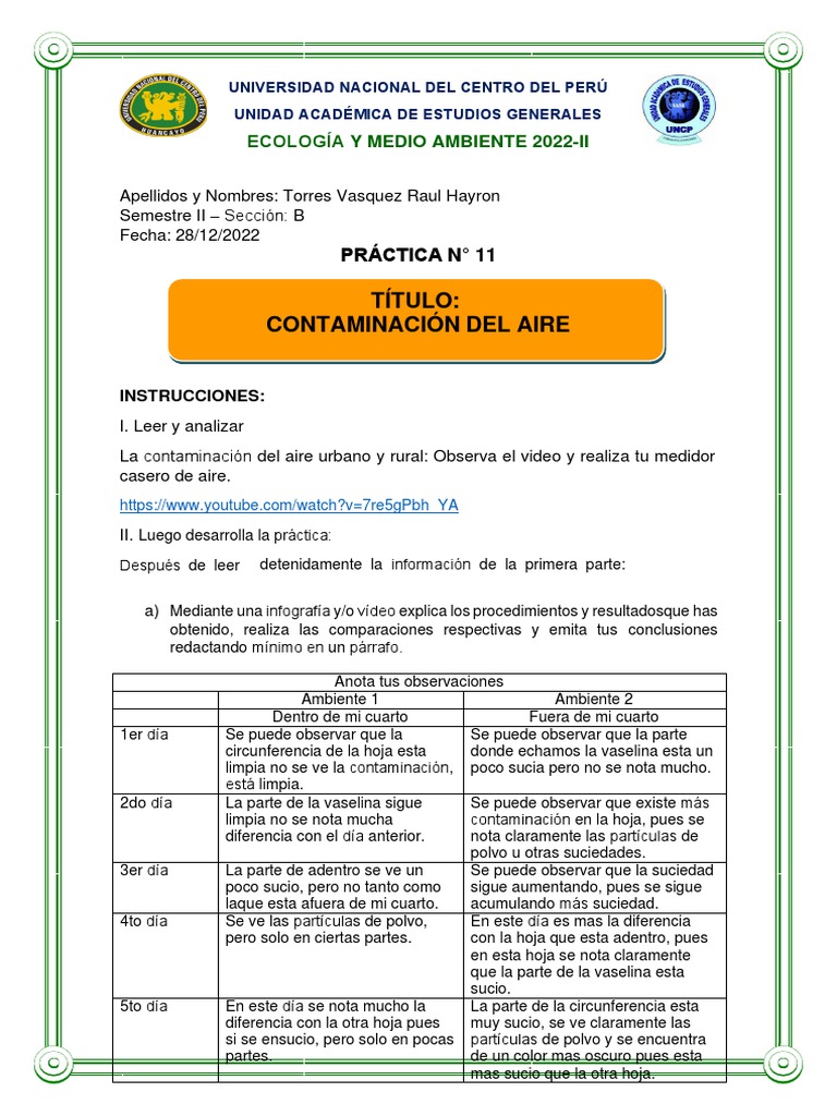 Práctica # 11 | PDF | Contaminación | Entorno natural