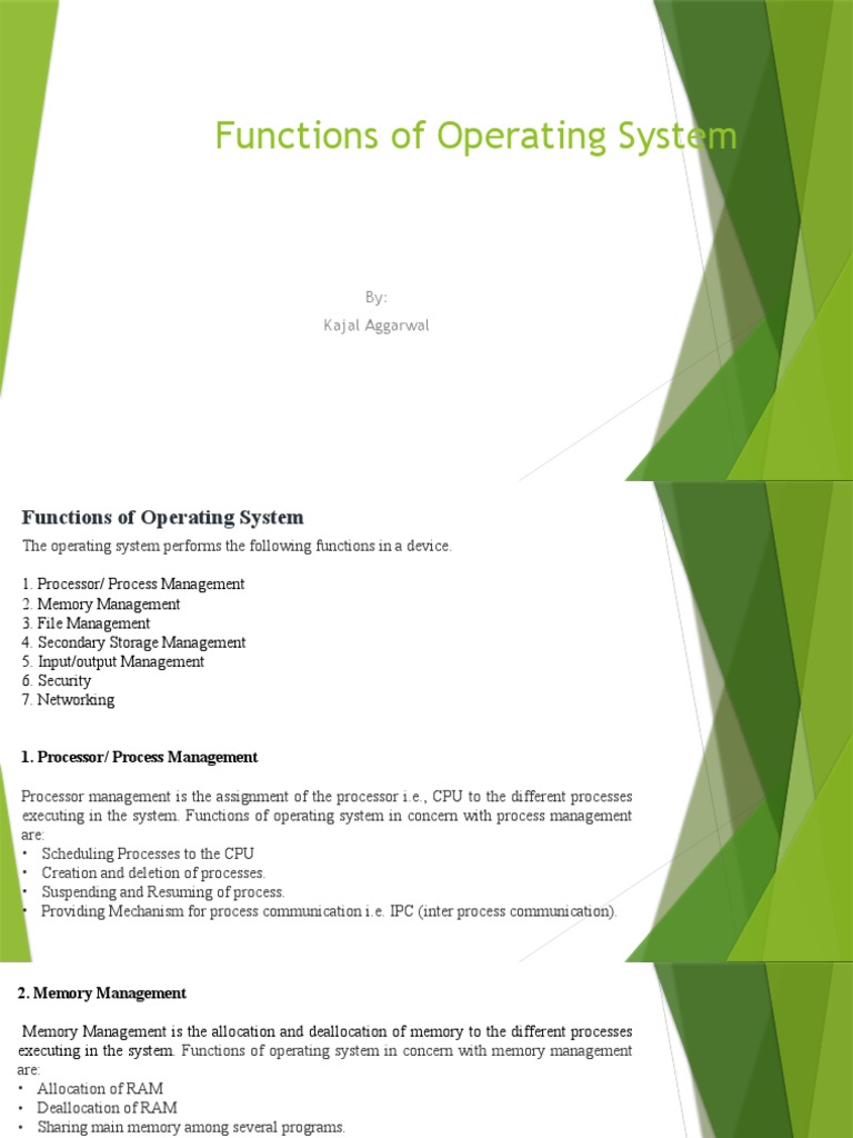 Functions Of Operating System Pdf Process Computing Computer Data Storage