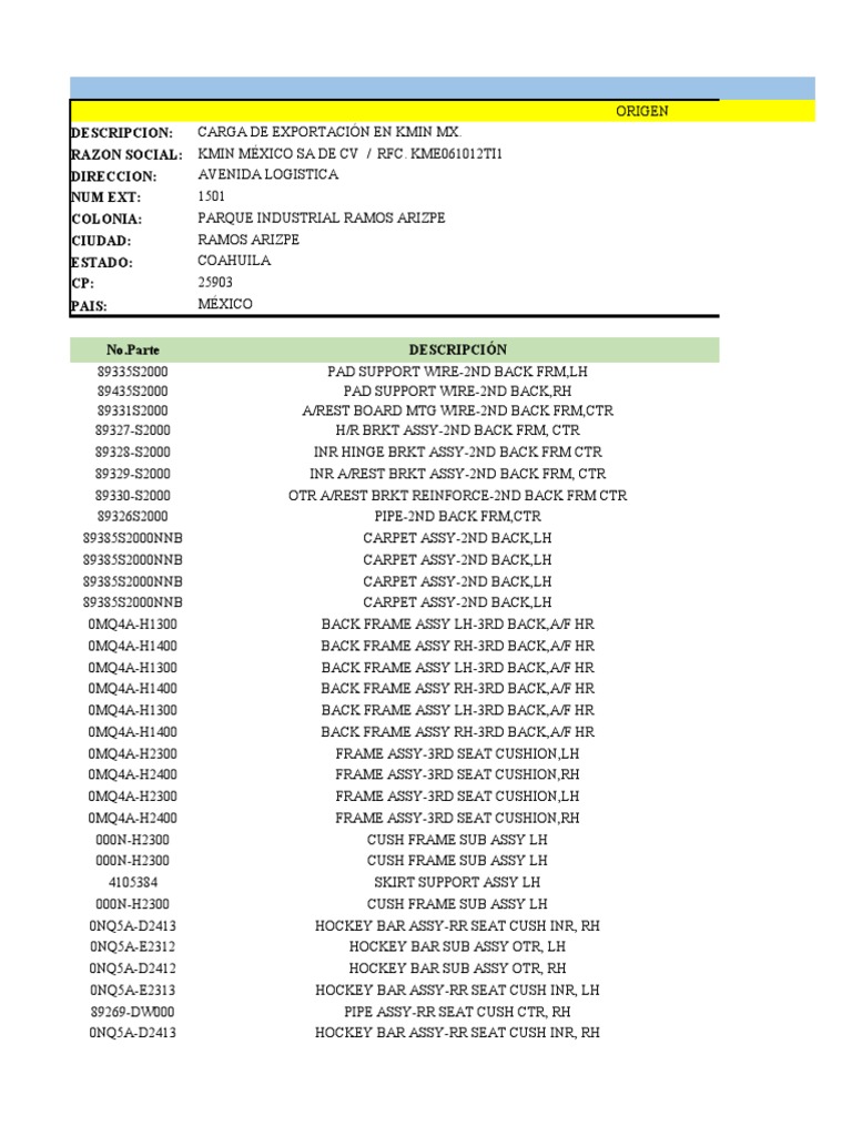 KMIN Export Details for CCP 3917 | PDF