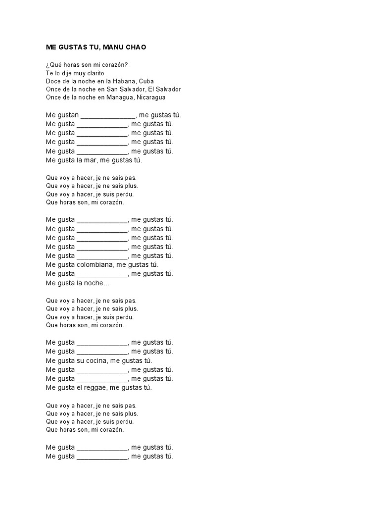 Me Gustas Tu, Manu Chao | PDF