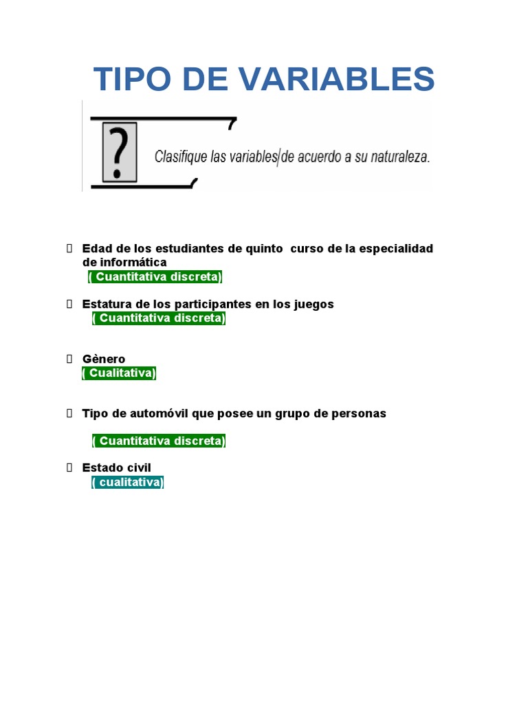 Tipos de Variables | PDF