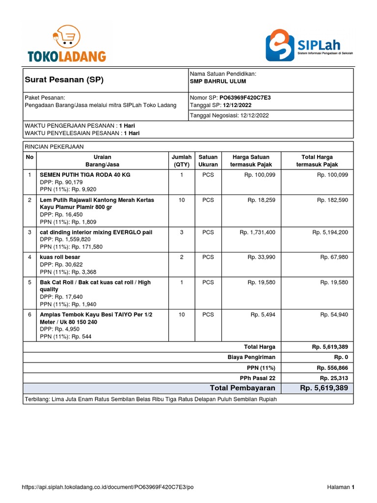 Surat Pesanan (SP) | PDF