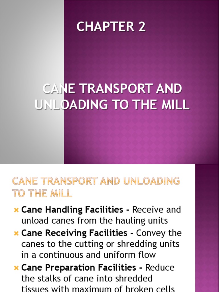 Cane Unloading and Transport (Preparation) | PDF | Sugarcane | Crane (Machine)