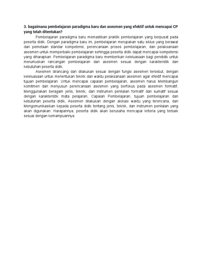 Paradigma Baru Dan Assesmen Efektif Untuk Mencapai CP | PDF