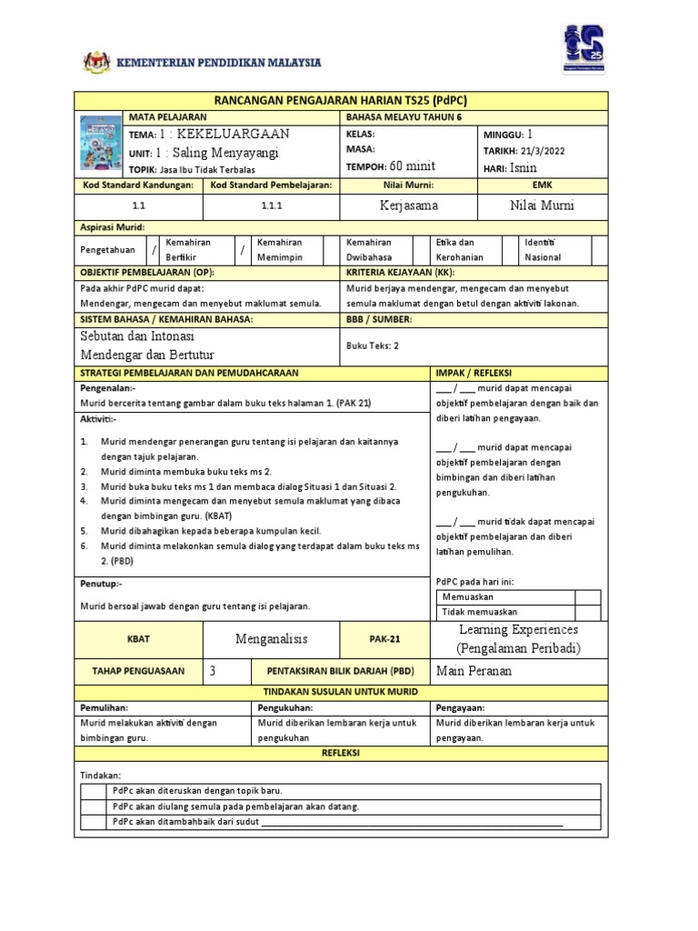 RPH BM THN 6 TS25 (M2) | PDF