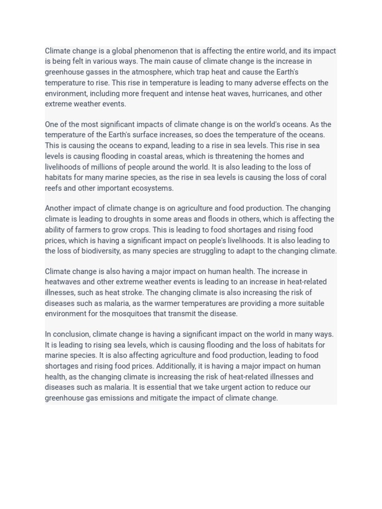 Impact of Climate Change on Environment | PDF