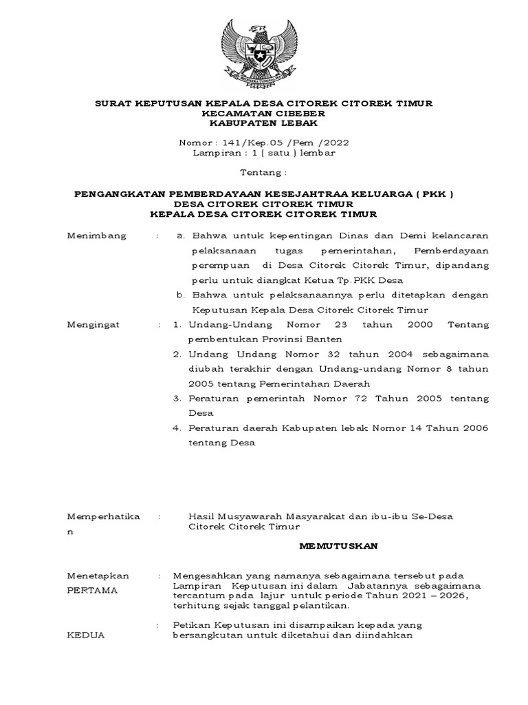 SK. PKK Ds. Citorek Timur | PDF