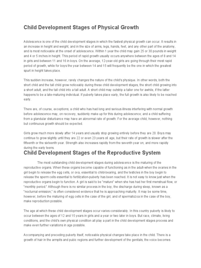 Physical Growth in Puberty Stages | PDF | Puberty | Reproductive System