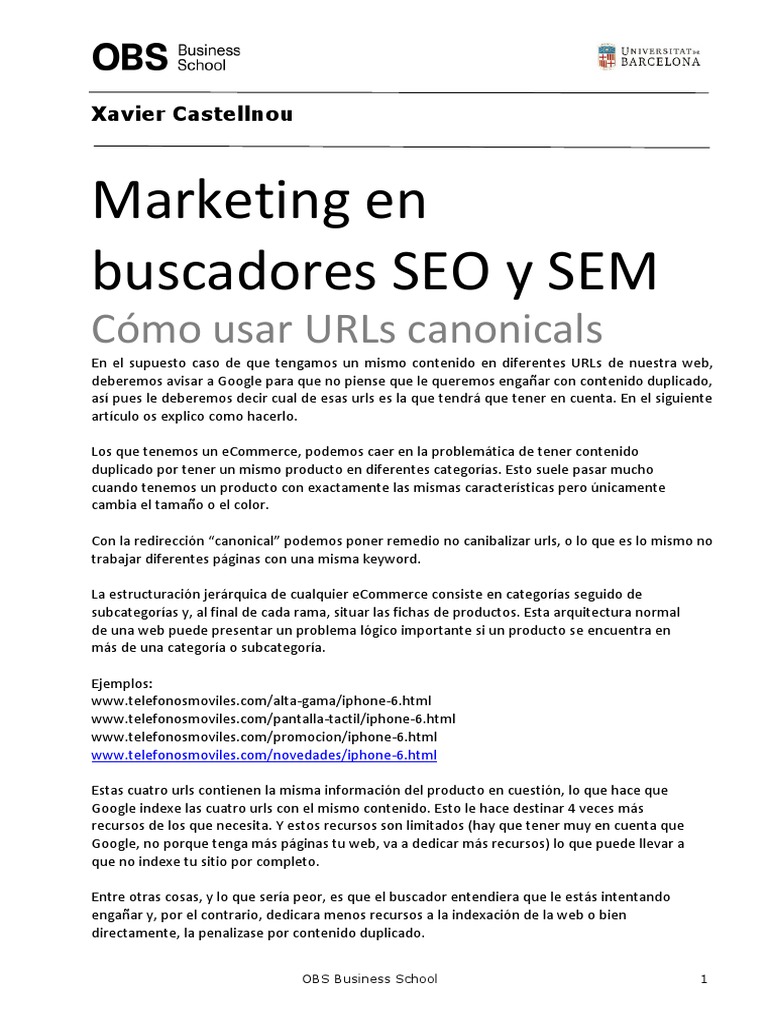 Cómo Usar Canonicals | PDF | Posicionamiento en buscadores | Informática