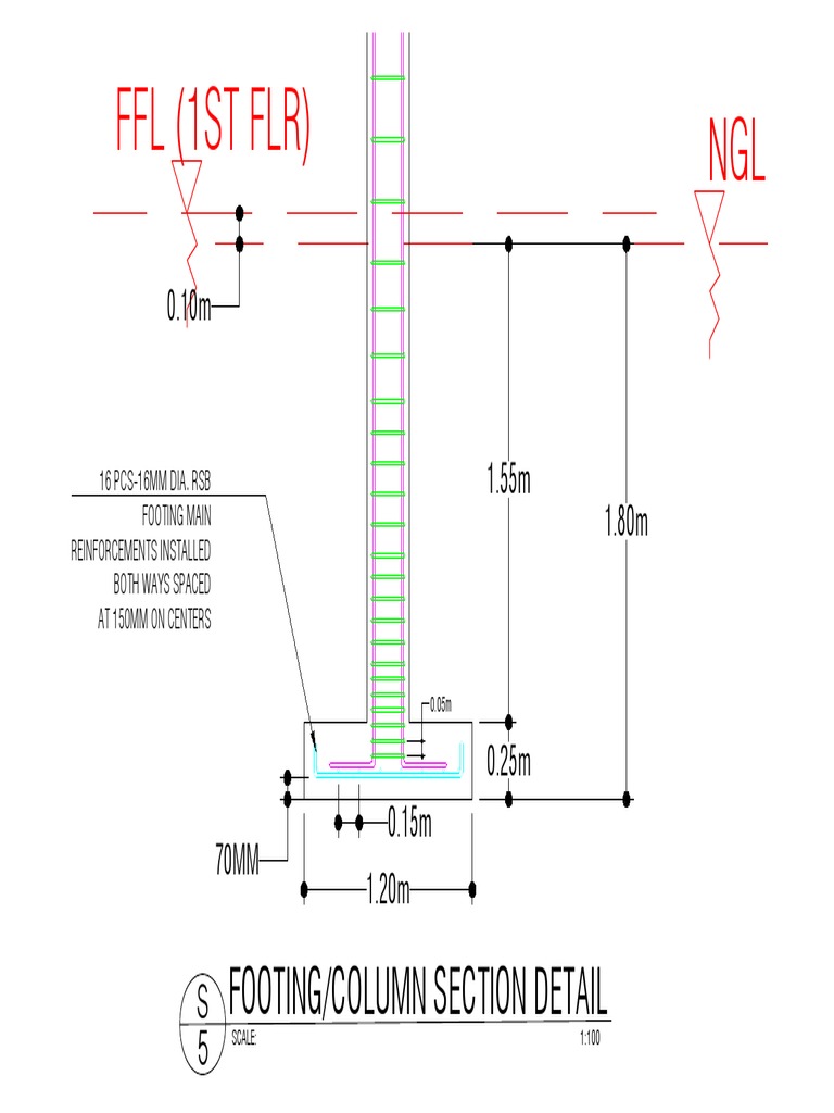 Footing and Column Elevation | PDF