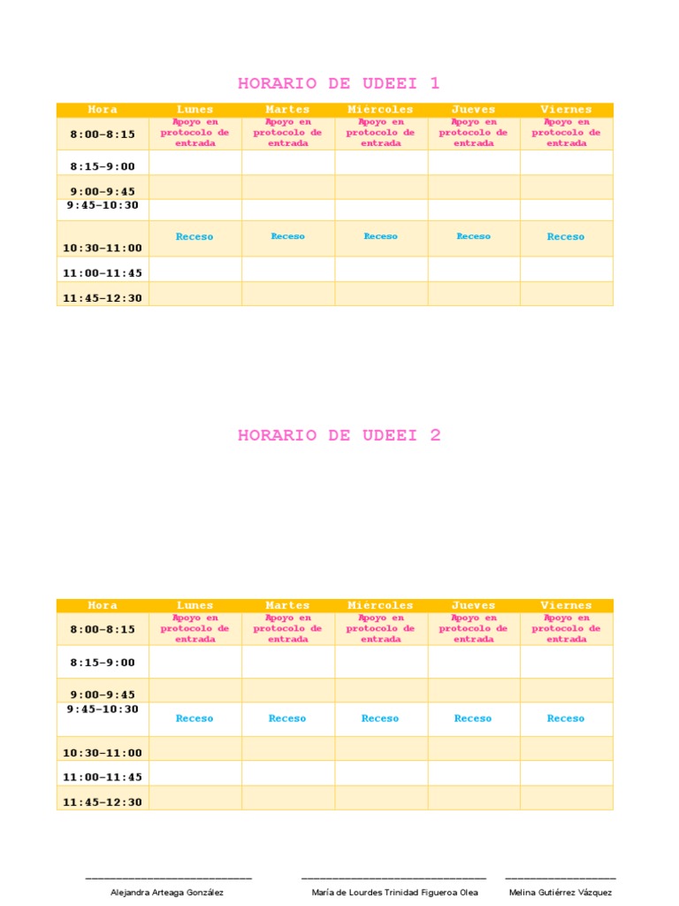 Horario de Udeei Nuevo | PDF