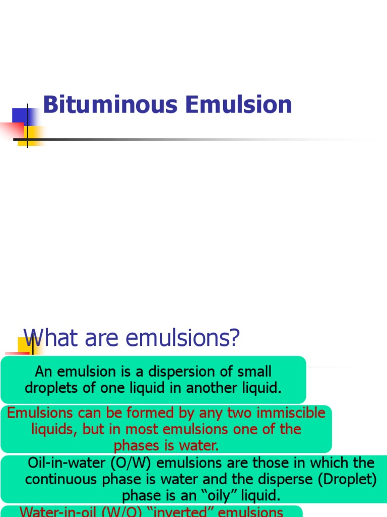 Bitumen Emulsion | Download Free PDF | Emulsion | Asphalt