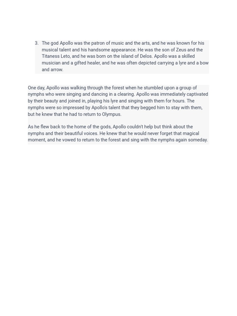 Short Story About Apollo | PDF | Poetry