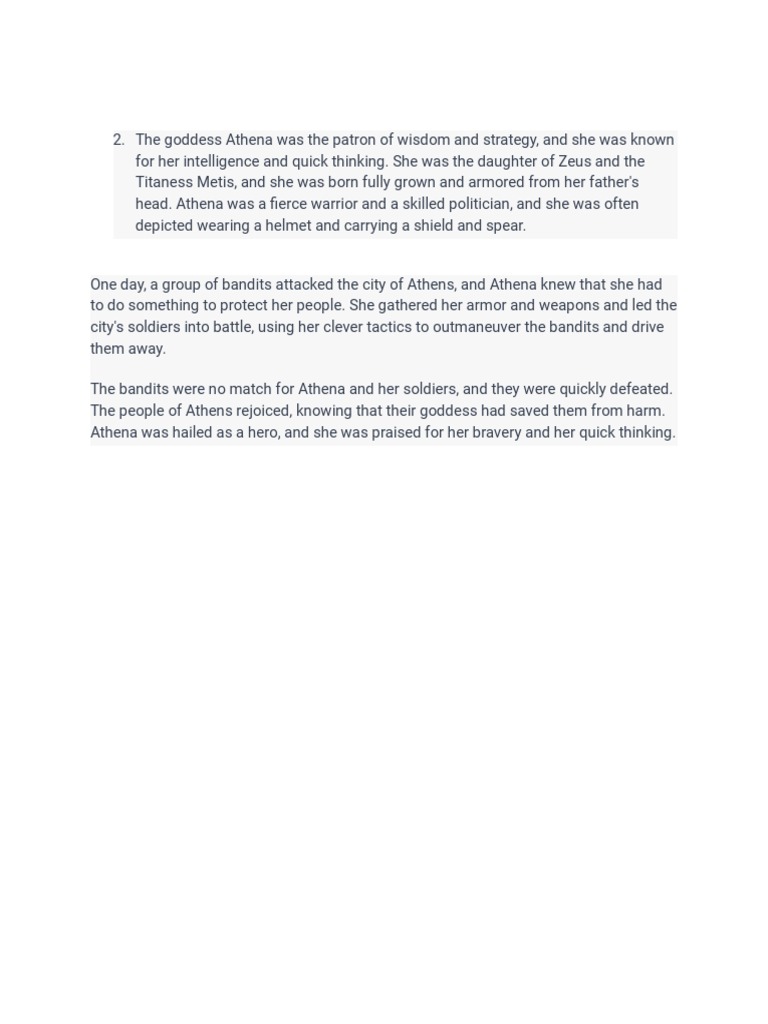 Short Story About Athena | PDF