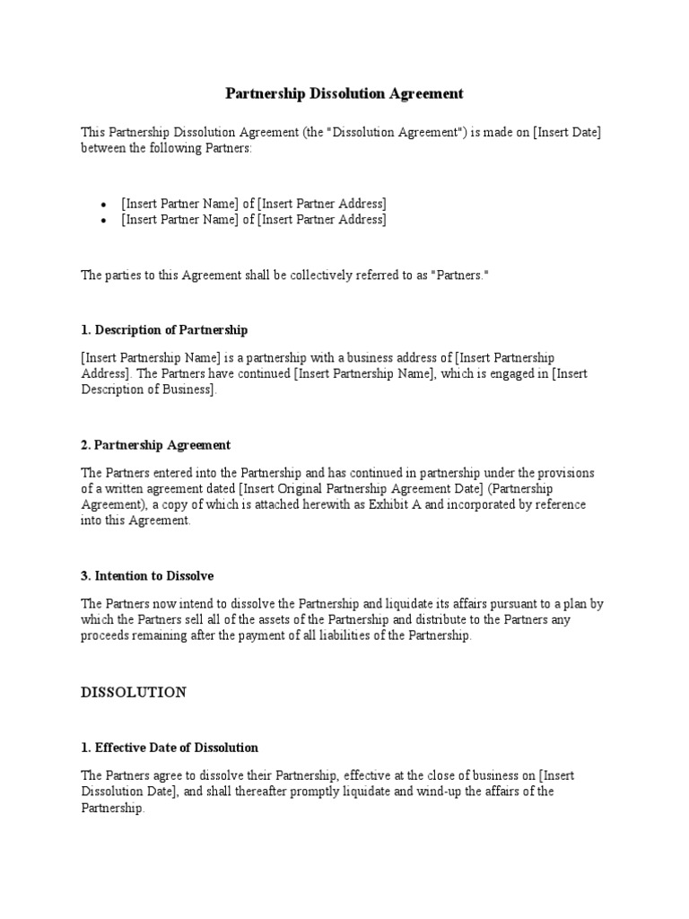 Partnership Dissolution Agreement | PDF | Partnership | Liquidation