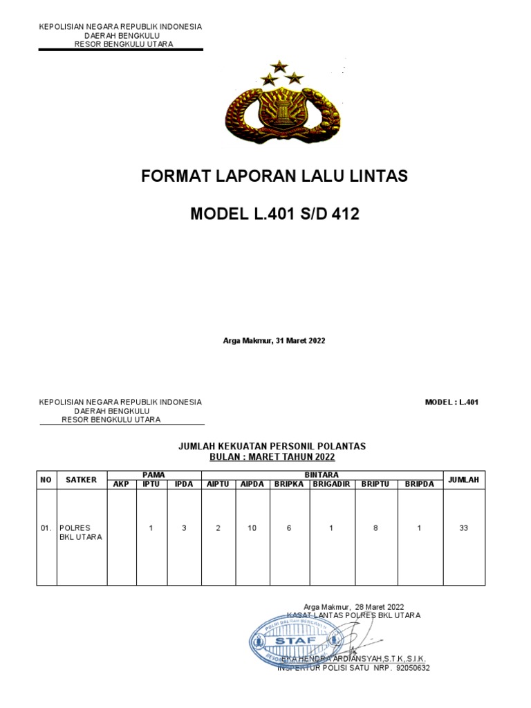 Data L-401 SD L-412 BLN Maret 2022 | PDF