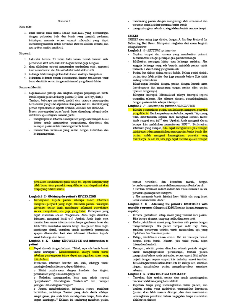 Protokol SPIKES dalam Penyampaian Berita Buruk | PDF | Pengembangan Diri