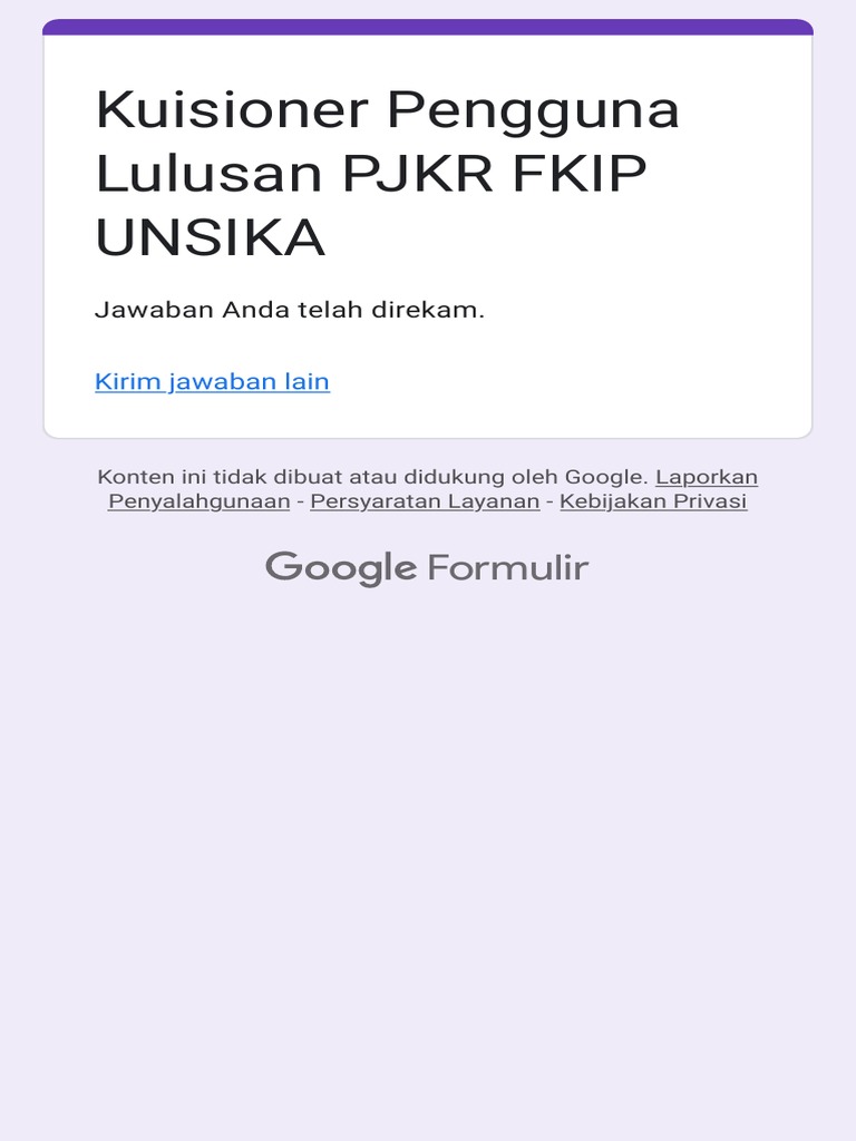 Kuisioner Pengguna Lulusan PJKR FKIP UNSIKA | PDF