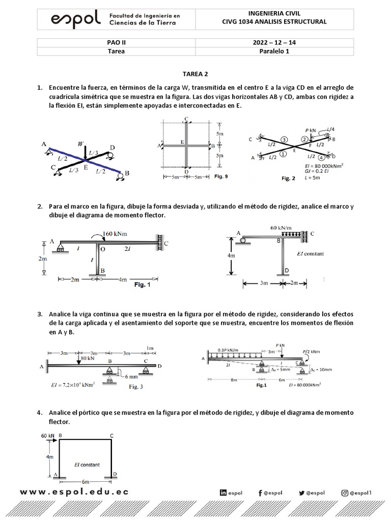 CIVG1034 Tarea2 2022 II | PDF | Rigidez | Viga (Estructura)