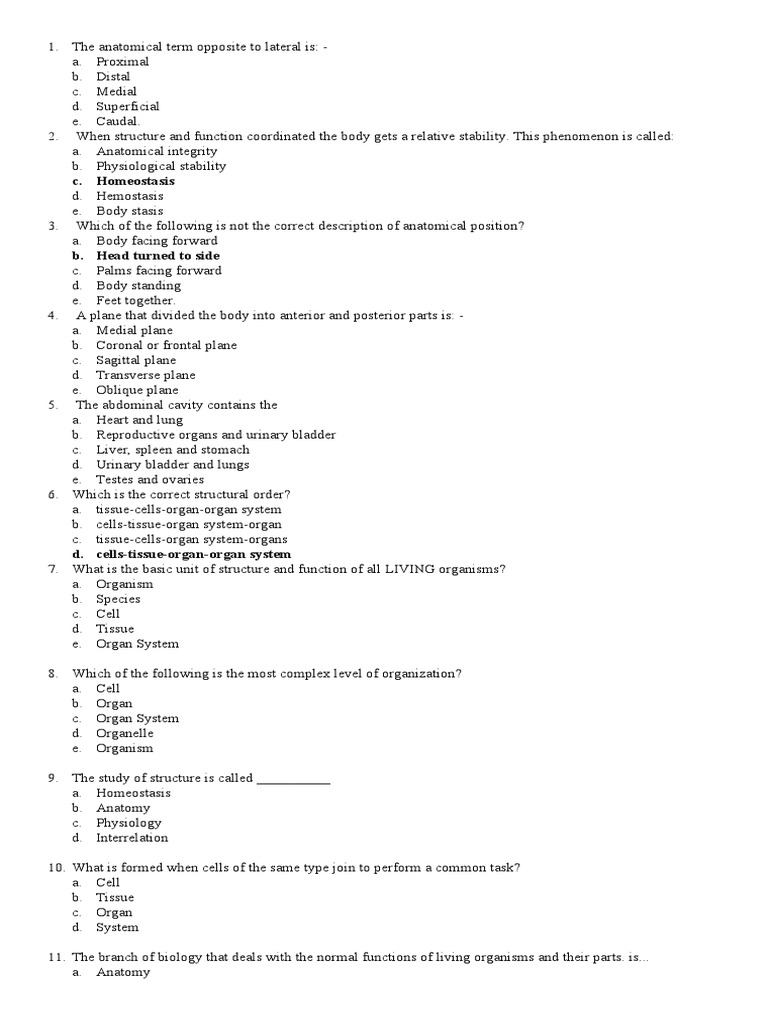 Anatomy Physio Exam | PDF | Anatomical Terms Of Location | Human Body