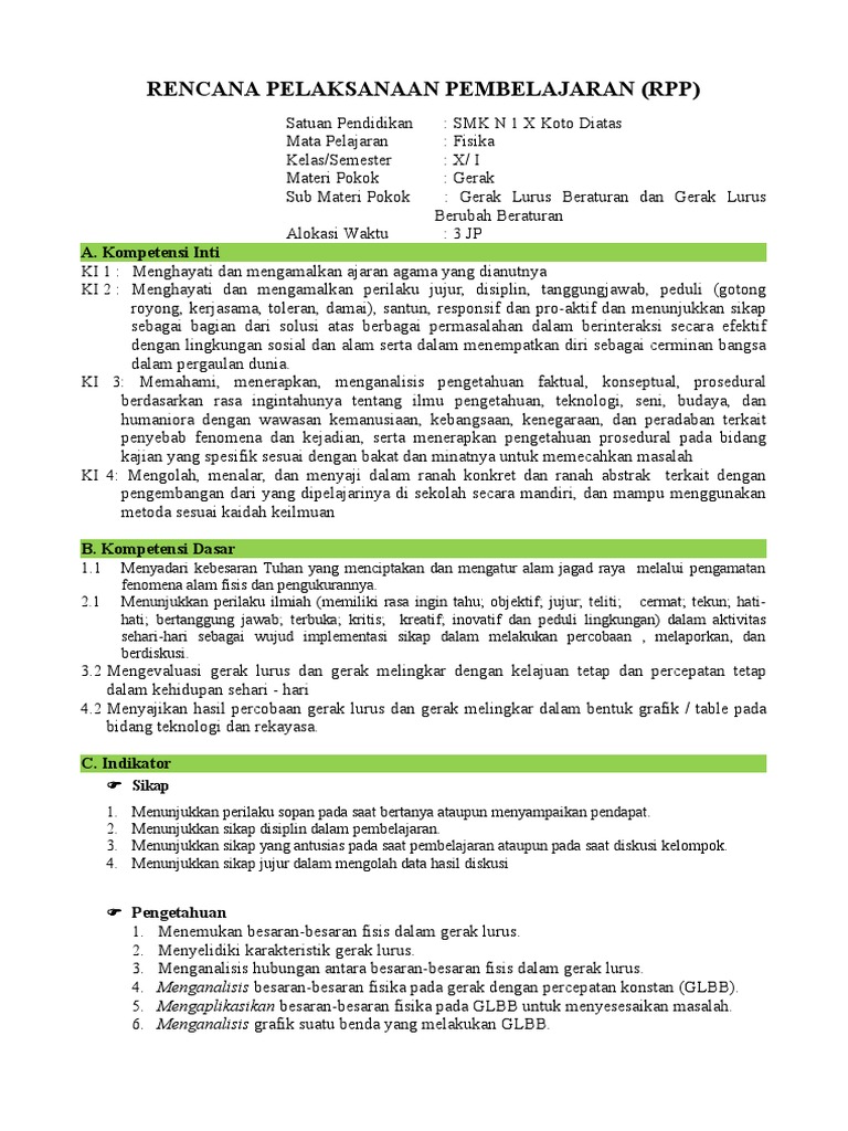 RPP GLB Dan GLBB | PDF