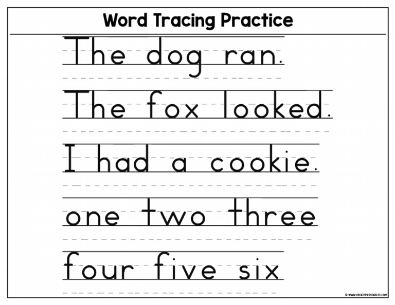 Word - Tracing - Practice F1C5 2ED2 B9FE | PDF