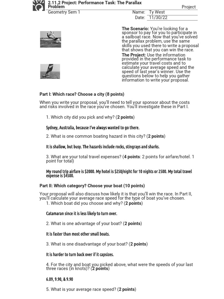 2.11.2 Project - Performance Task - The Parallax Problem (Project) | PDF | Triangle | Metrology