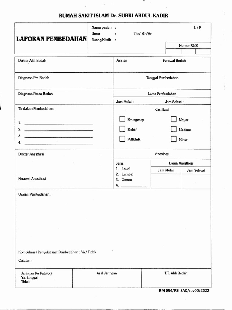 Laporan Pembedahan | PDF