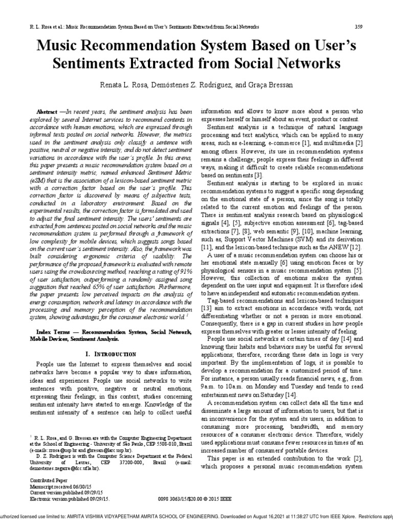 Music Recommendation System Based On Users Sentiments Extracted From Social Networks-2 | PDF ...