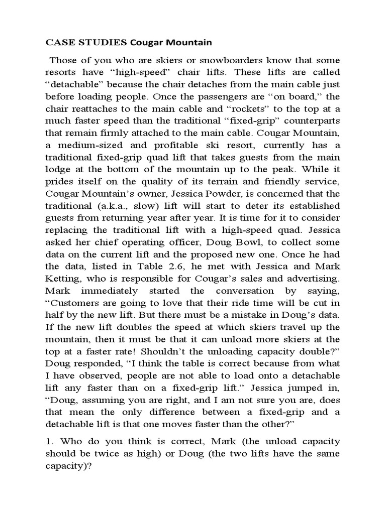 CASE STUDIES Cougar Mountain | PDF | Racing | Individual Sports