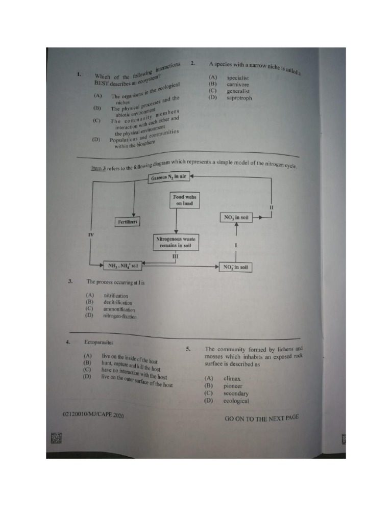 Environmental Science Unit 1 p1 2020 | PDF