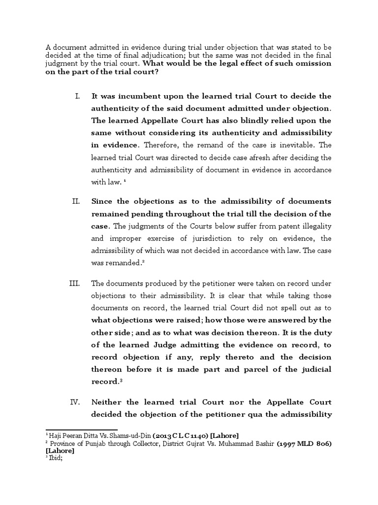 Objection Not Decided in Final Judgment | PDF | Judgment (Law) | Lawsuit