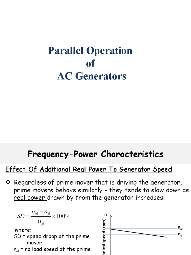 Parallel Operation of Synchronous Generators-V3 | PDF | Ac Power | Electromagnetism