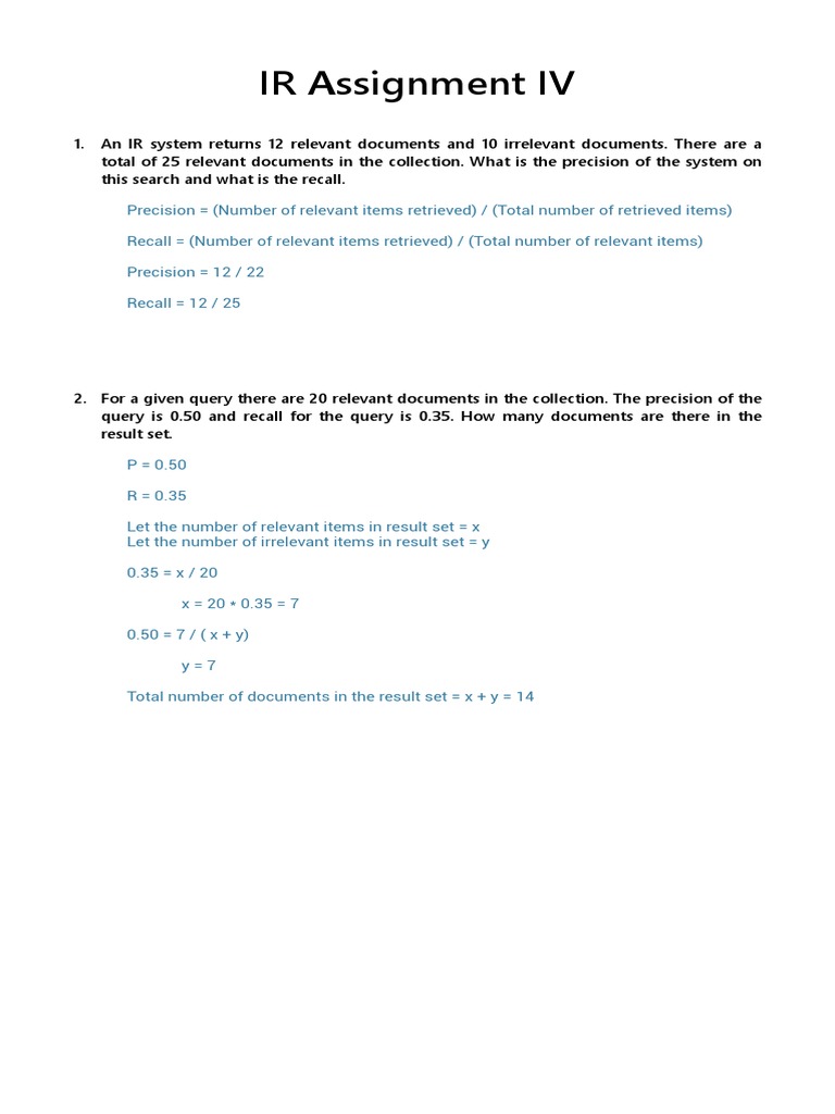 IR Assignment IV | PDF | Information Retrieval | Information Science