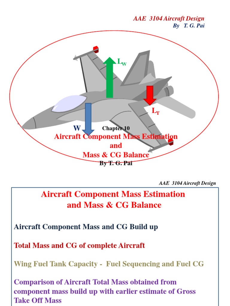AAE 3104 CH 10 Aircraft Component Mass Estimation and Mass & CG Balance ...