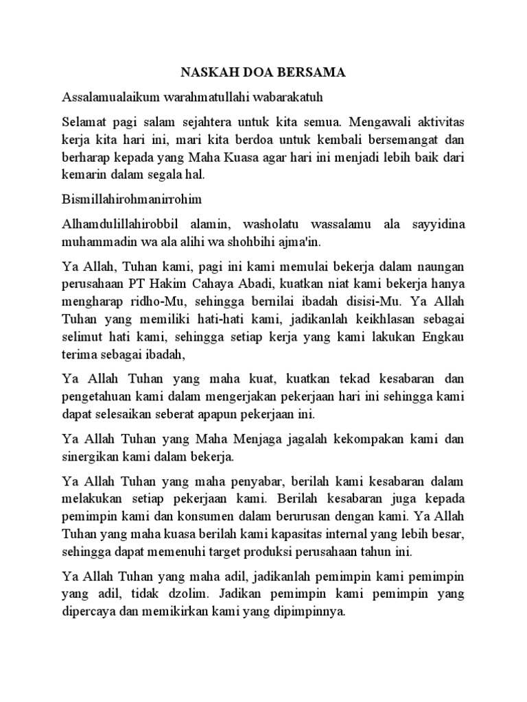 Naskah Doa Bersama | PDF