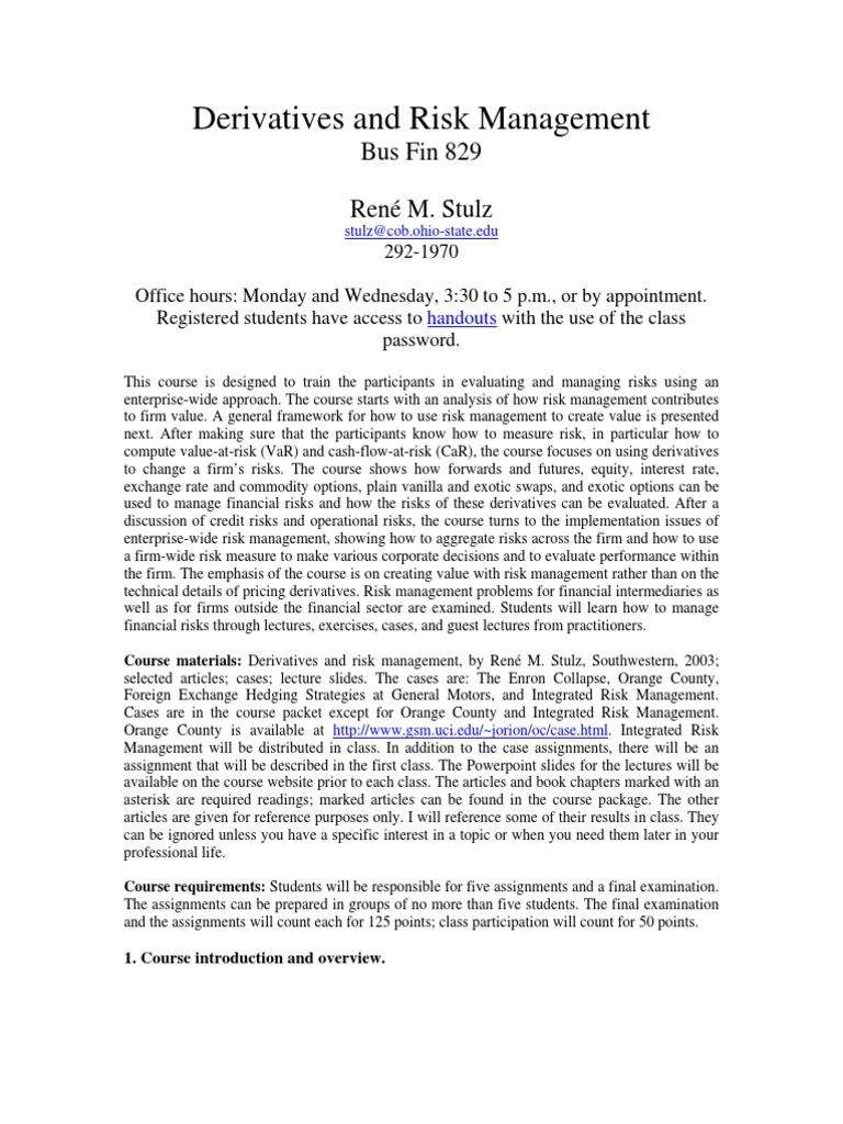 Strategy - Derivatives and Risk Management - Stulz | PDF | Value At ...
