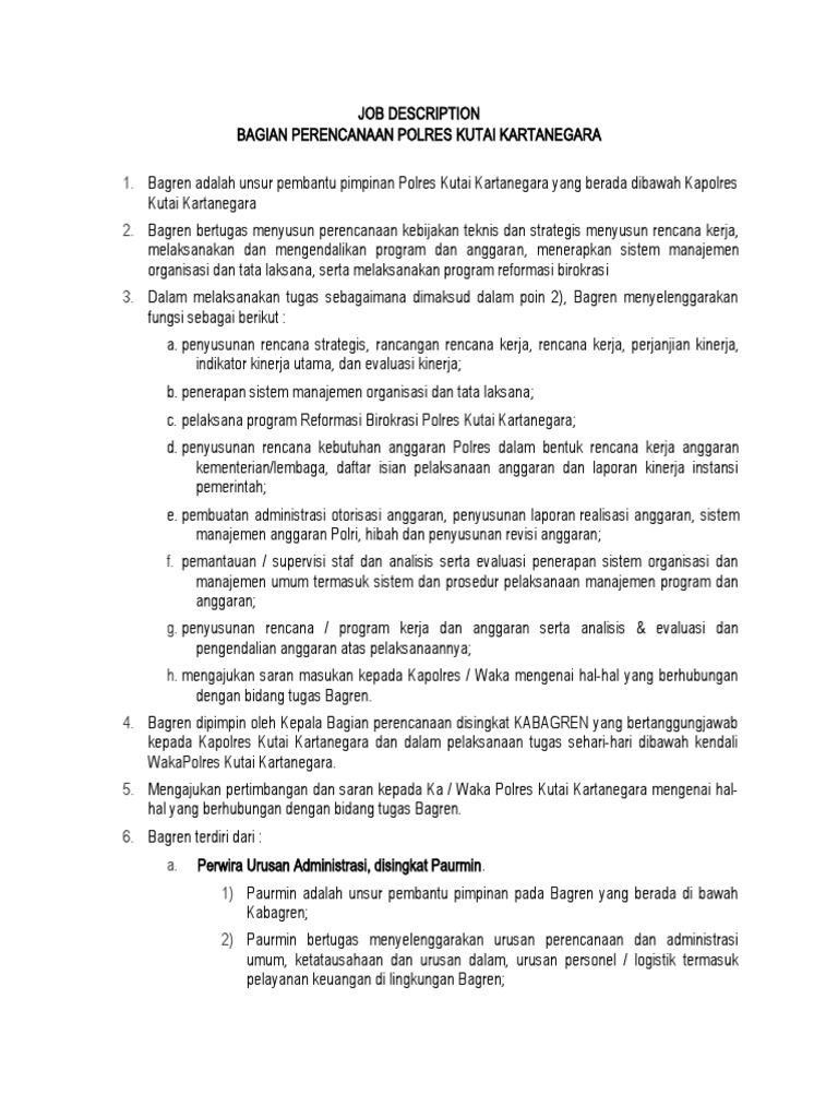 Tugas dan Struktur Bagian Perencanaan Polres | PDF